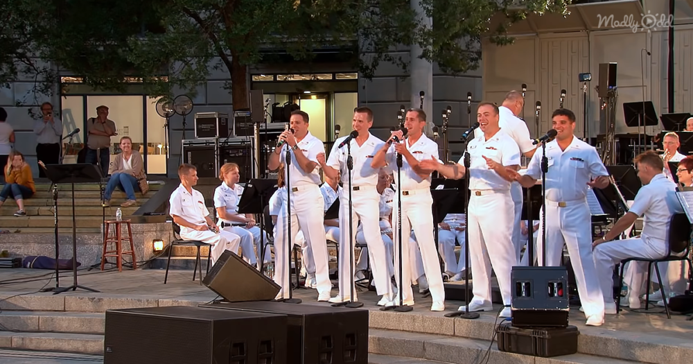 Group Of Soulful Navy Sailors Sing Songs From The 60s And Crowd Goes Wild