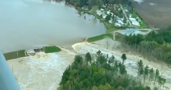 “There it goes!” Michigan man captures dam break as it happens