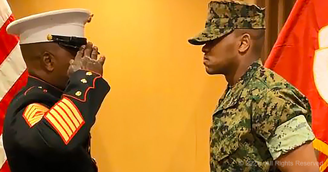 A touching first salute from father to son