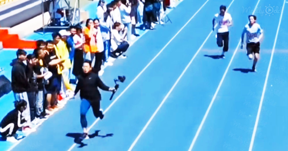 Cameraman runs faster than the athletes