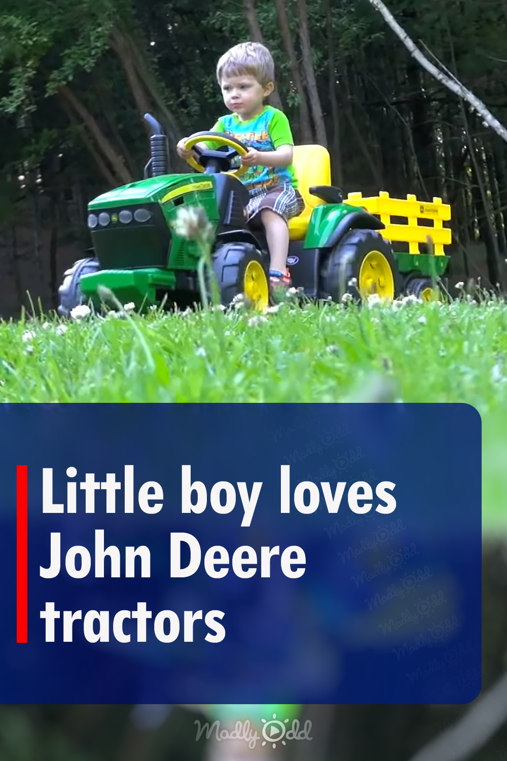 Little boy loves John Deere tractors