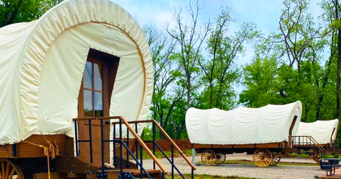 Spend a dreamy night in a covered wagon at a fabulous campground ...