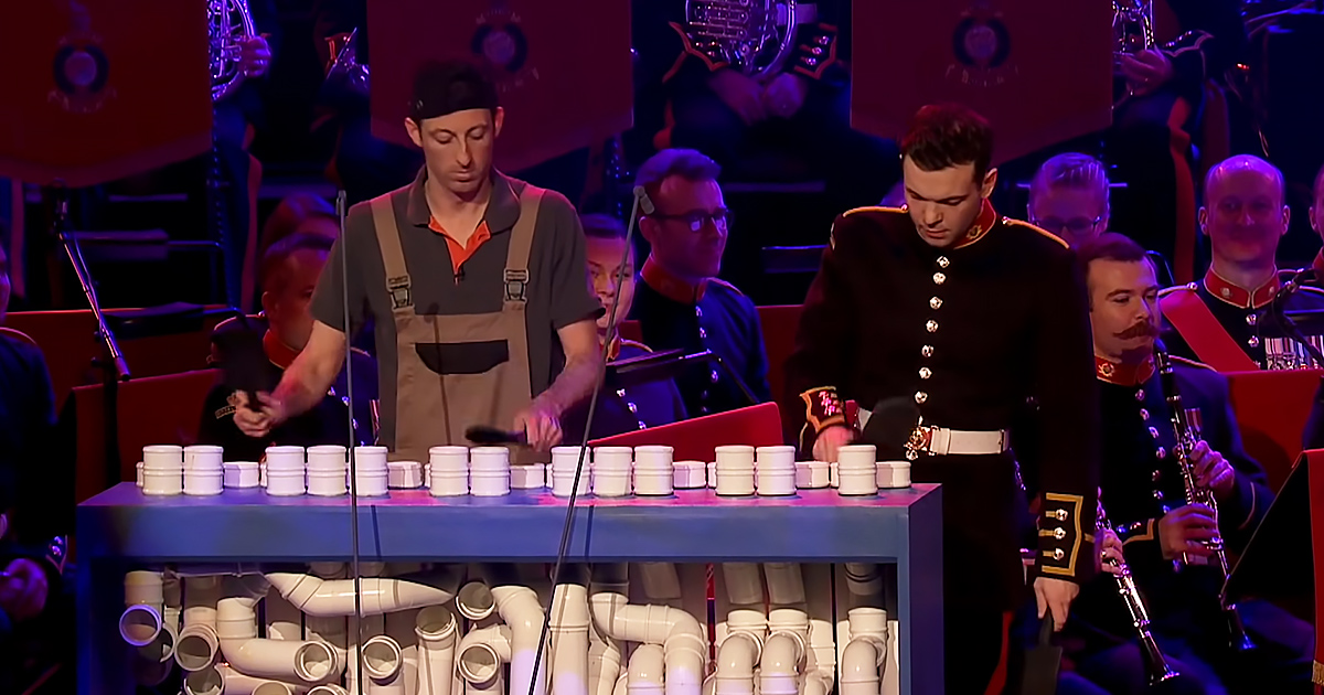 Percussionist and “plumber” team up to play hilarious pipe duet