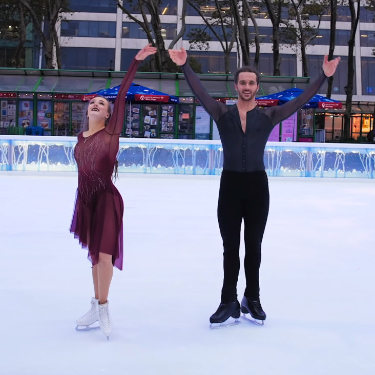 Team U.S.A. ice dancers perform passionate routine at public park ...