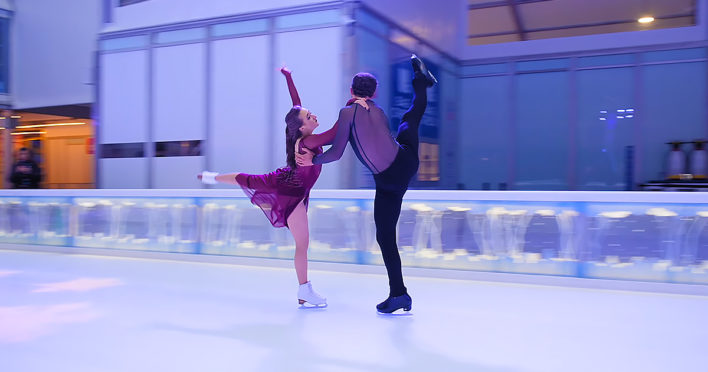 Team U.S.A. ice dancers perform passionate routine at public park