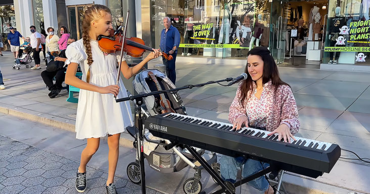 Mom and daughter cover 'Let It Be' in awesome street performance