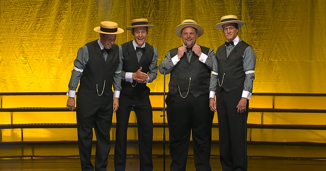 Barbershop quartet sings Acappella medley of famous pop songs – Madly Odd!