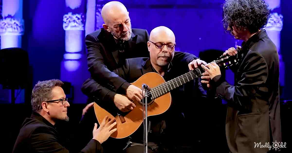 Four men and one guitar come together for this fantastic performance ...