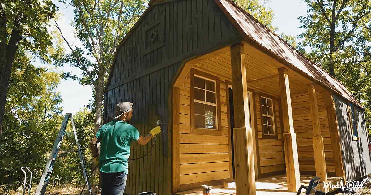 Home Depot shed converted into a comfy off-the-grid tiny home