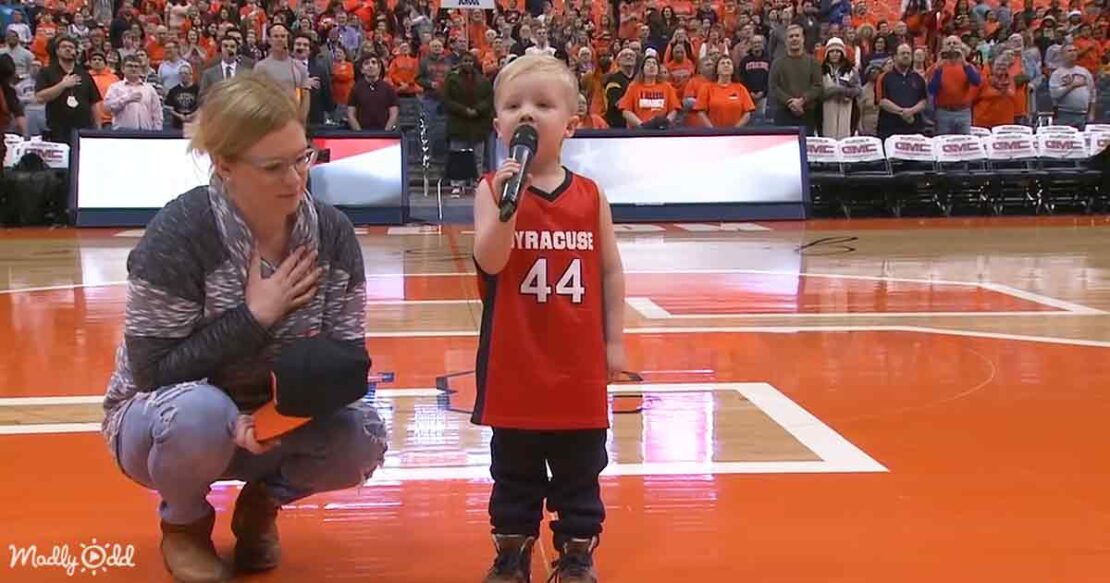 Unbelievable 3-year-old National Anthem singer – Madly Odd!