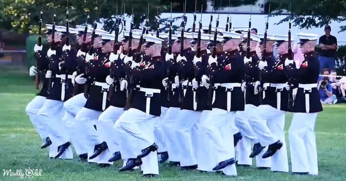24 Marines give superbly synchronized rifle performance – Madly Odd!