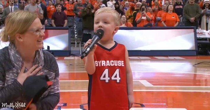 Unbelievable 3-year-old National Anthem singer – Madly Odd!