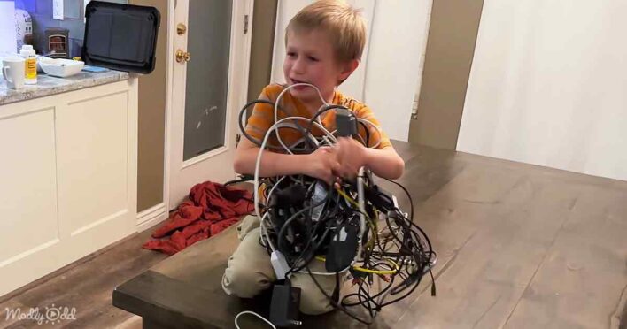 6-year-old nonverbal boy with autism finds joy in playing with cables ...